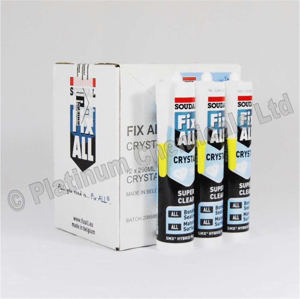 SOUDAL FIX ALL CRYSTAL - CLEAR MULTI USE SMX HYBRID POLYMER ADHESIVE ...