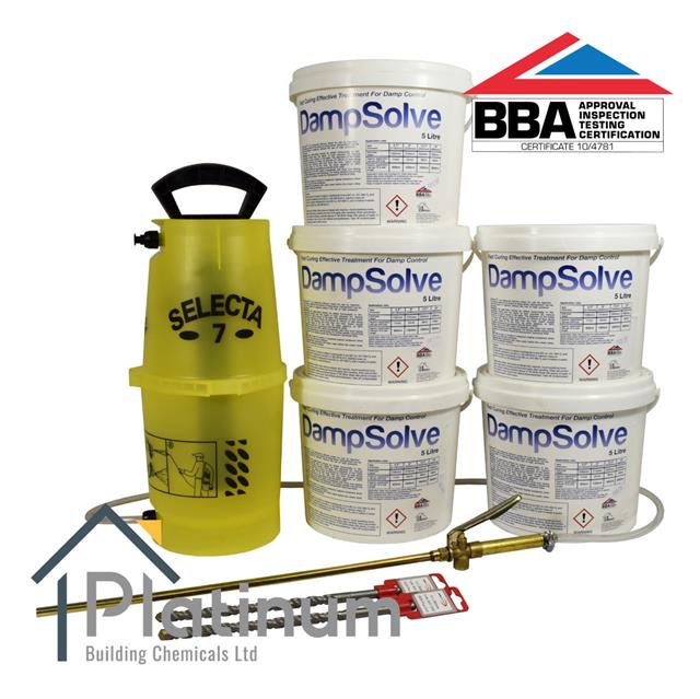 DAMPSOLVE Damp Proof Cream Kit (5 x 5L Kit) DPC Injection Rising Damp ...