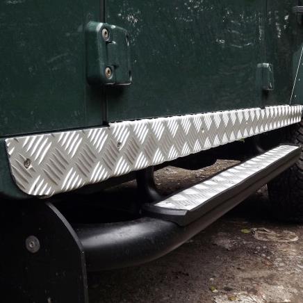 Mammouth Defender 90 Black Powder Coat 3mm Chequer Plate Sill Kit ...