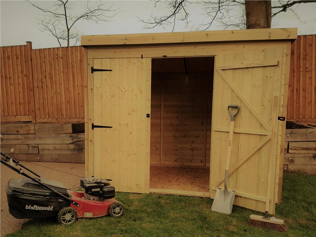 WOODEN GARDEN SHED 8X5 SHIPLAP PENT SHED TANALISED DOUBLE DOOR PRESSURE ...