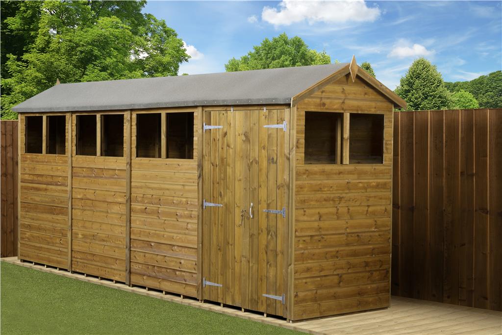 Empire Apex Shed Shiplap Tongue & Groove 4X16 Double Door With Windows