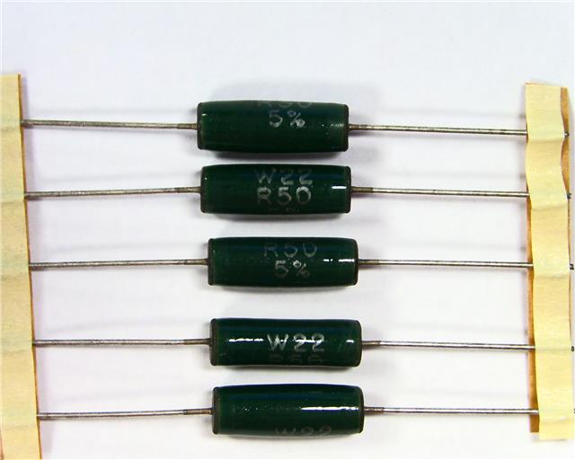 5 x Welwyn W22 Series Axial Wirewound Resistor 500mΩ 0.5Ω ±5% 7W ± ...