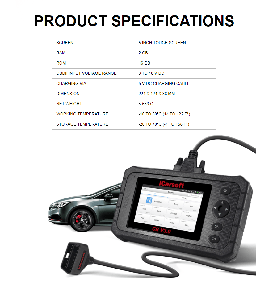 iCarsoft CR V3.0 - 2023 FULL System 3 Makes Diagnostic Tool - The ...