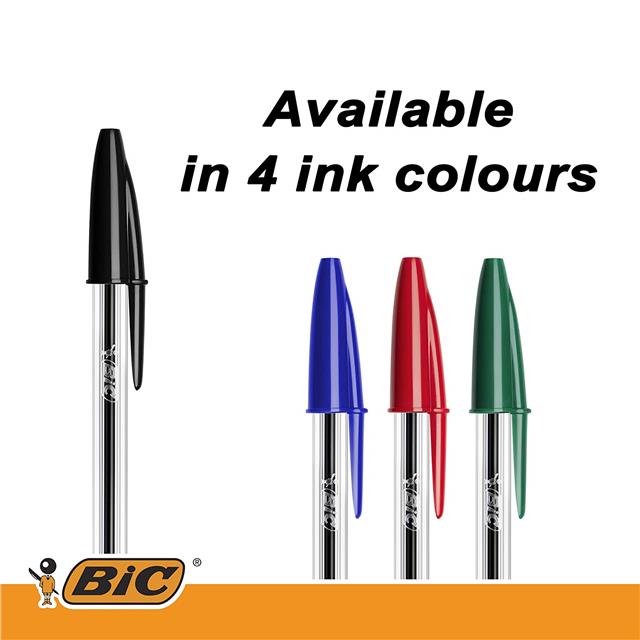 Original BIC Cristal Medium Ballpoint Pens Ball Point Biros BLACK BLUE ...