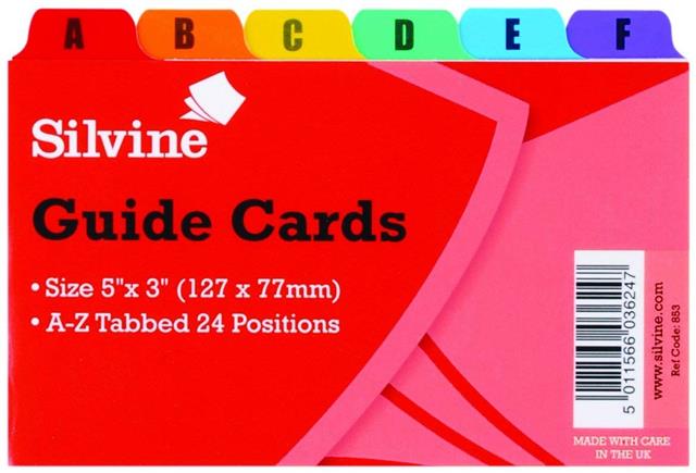 Silvine Guide Cards White Plain A-Z Tabbed Guide Cards (5" x 3" and 8 ...