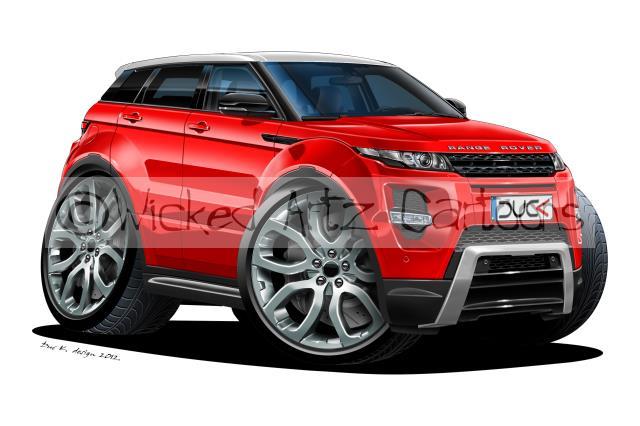 WickedArtz Cartoon Car Range Rover Evoque Compact SUV Premium Drinks ...
