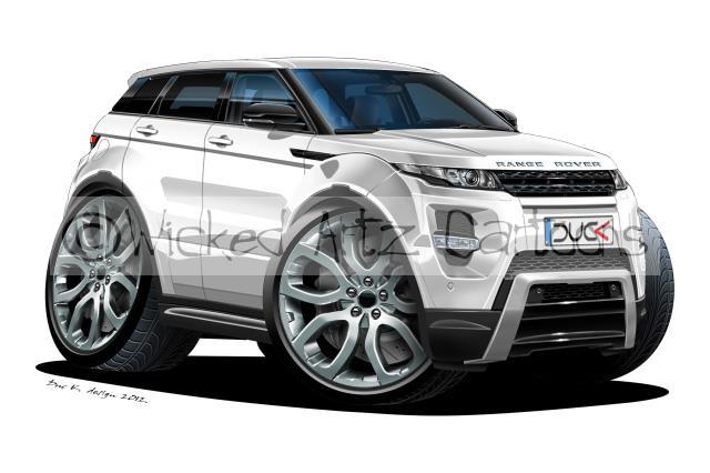WickedArtz Cartoon Car Range Rover Evoque Compact SUV Premium Drinks ...