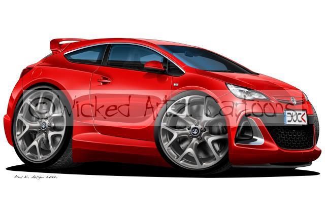 WickedArtz Cartoon Car Vauxhall Astra MK6 VXR/SRi 2011+ Premium Drinks ...