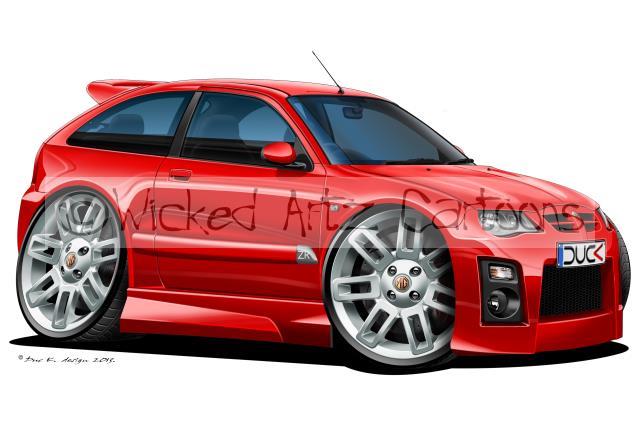 WickedArtz Cartoon Car Rover MG ZR Sports Hatchback 2004+ Premium ...