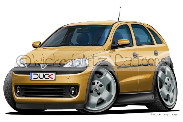 WickedArtz Cartoon Car Vauxhall Corsa C (2000-2006) Premium Drinks ...