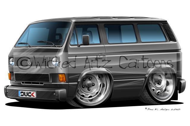 WickedArtz Cartoon Car Transporter T3 Type 25 Van Premium Drinks ...