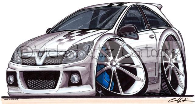 WickedArtz Cartoon Car Vauxhall Astra MK5 VXR/SRi 2005+ Premium Drinks ...