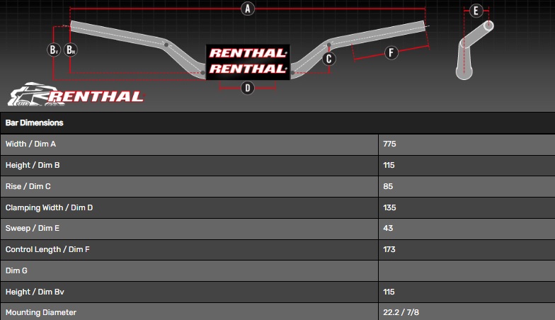 Honda CRF 150RB 2012 - 2021 Renthal Handlebars 799-01-SI | DR Bikes